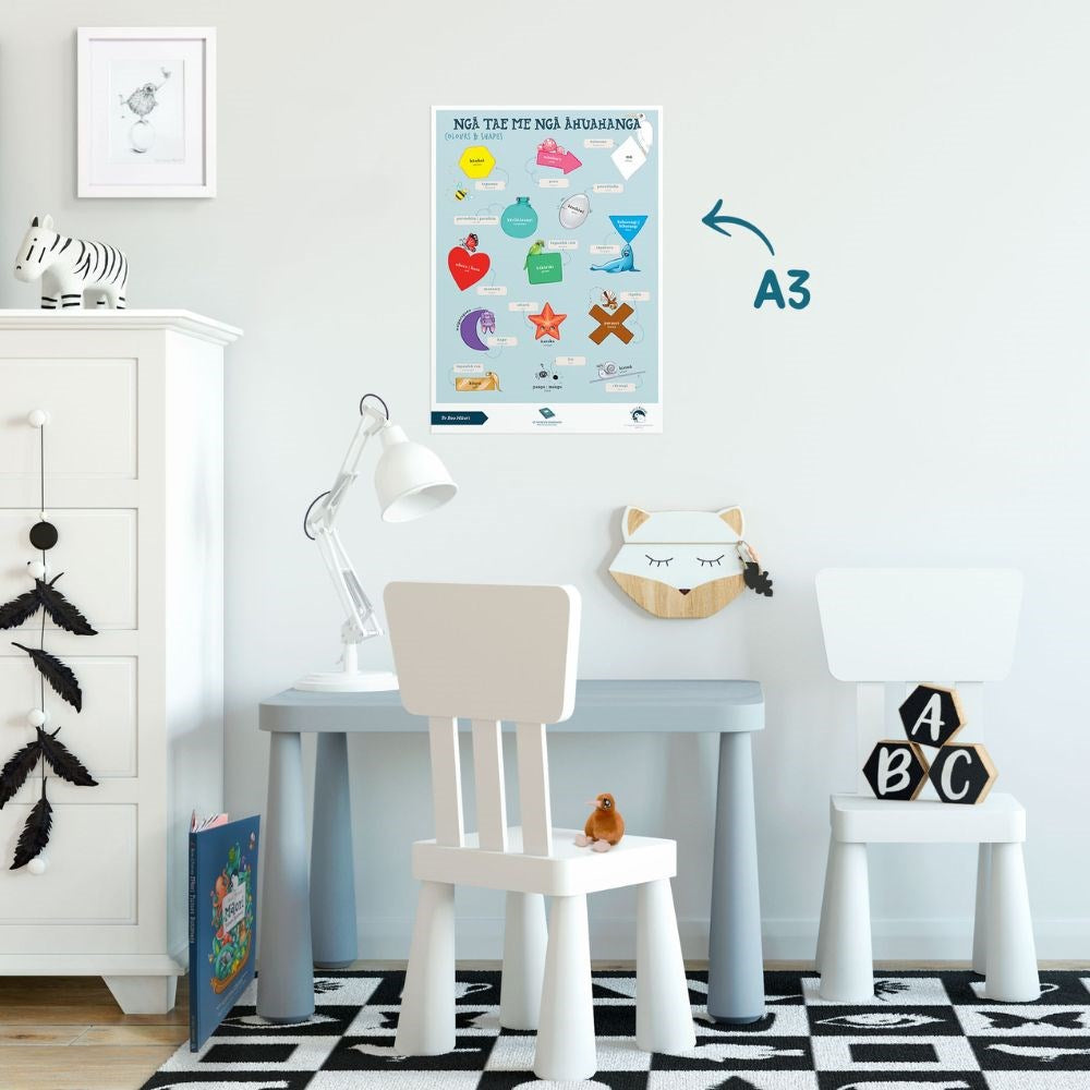 Poster A3 - Colours & Shapes - Te Reo Māori – Tikitibu.com